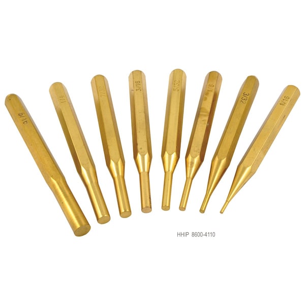 H & H Industrial Products 8 Piece Brass Pin Punch Set 8600-4110 | Zoro